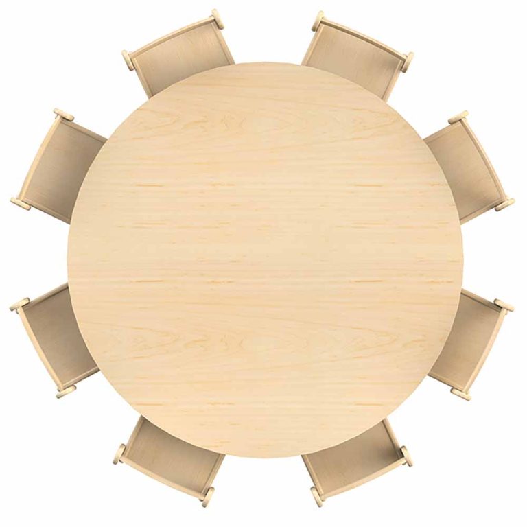 Millhouse Large Diameter Round Table & 8 Stacking Chairs
